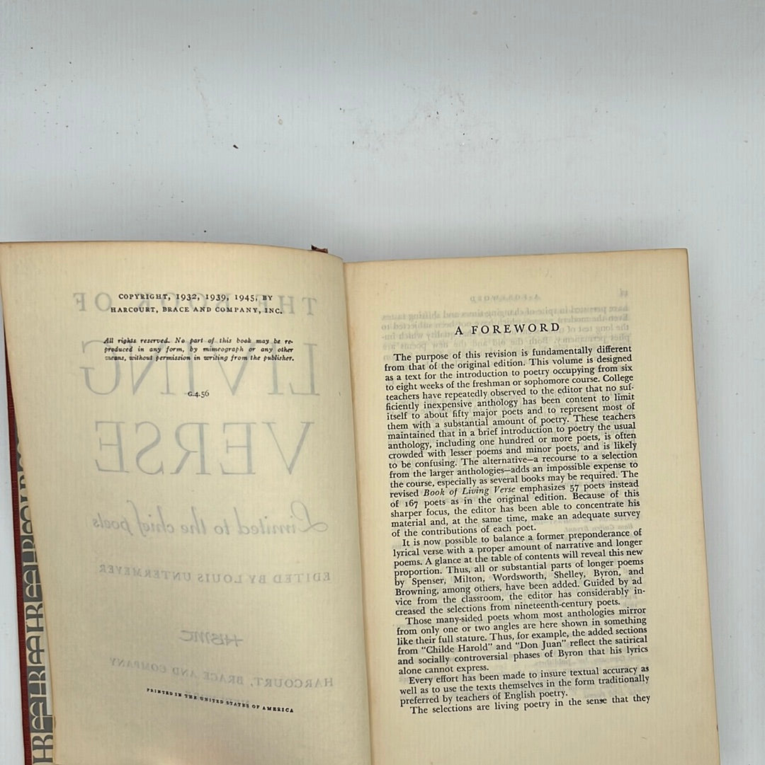 The Book of Living Verse (1945) – RHM Bookstore